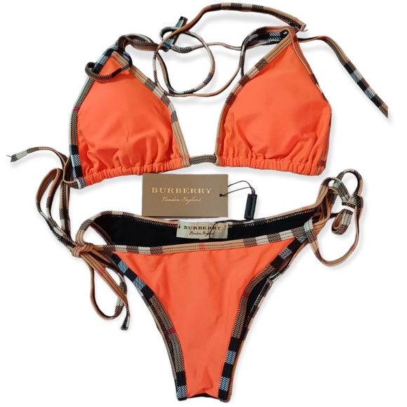 Burberry | Swim | Burberry Two Piece Swimsuit Bikini Orange | Poshmark